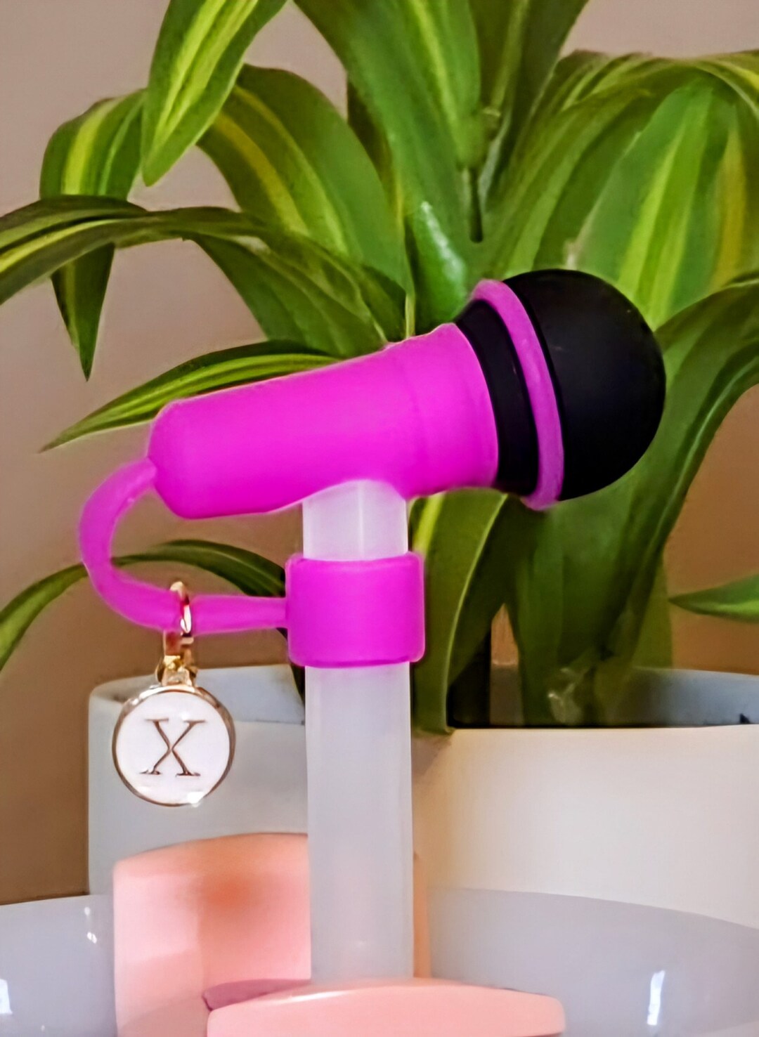 Purple Microphone Initial Straw Topper for Stanley, Etc. Tumbler - Etsy