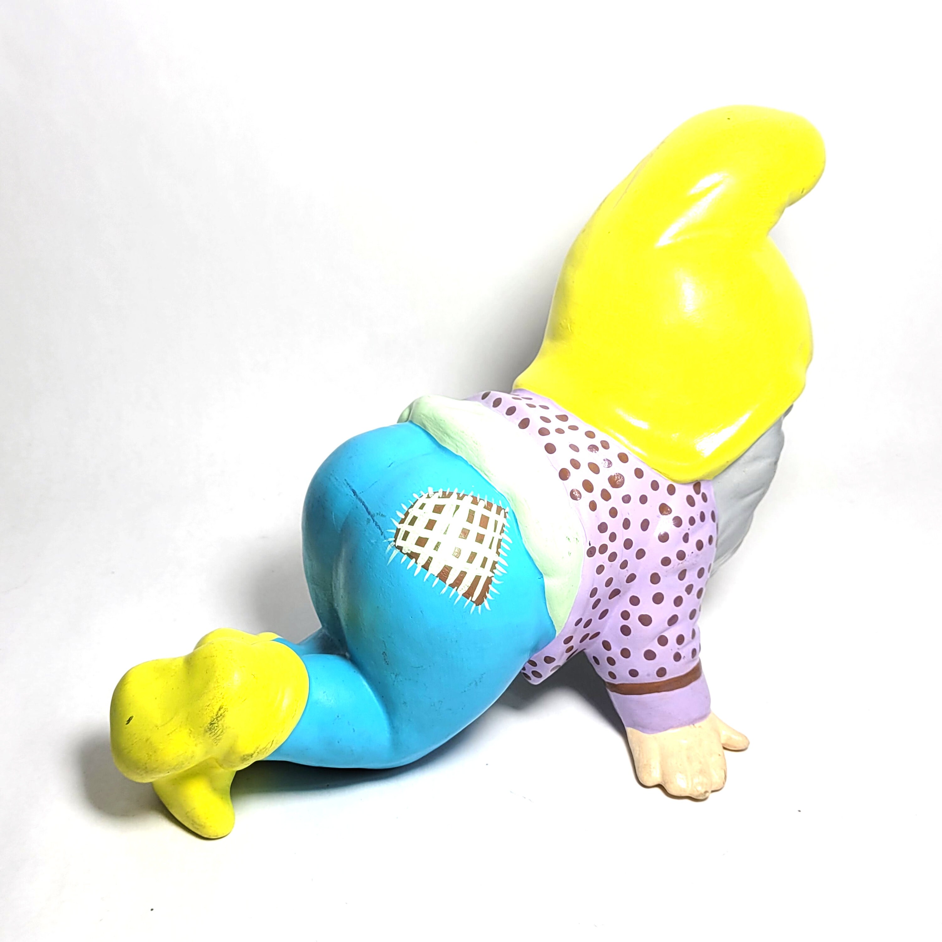 Garden Gnome Hand Painted Ceramic Crawling on the Ground - Etsy