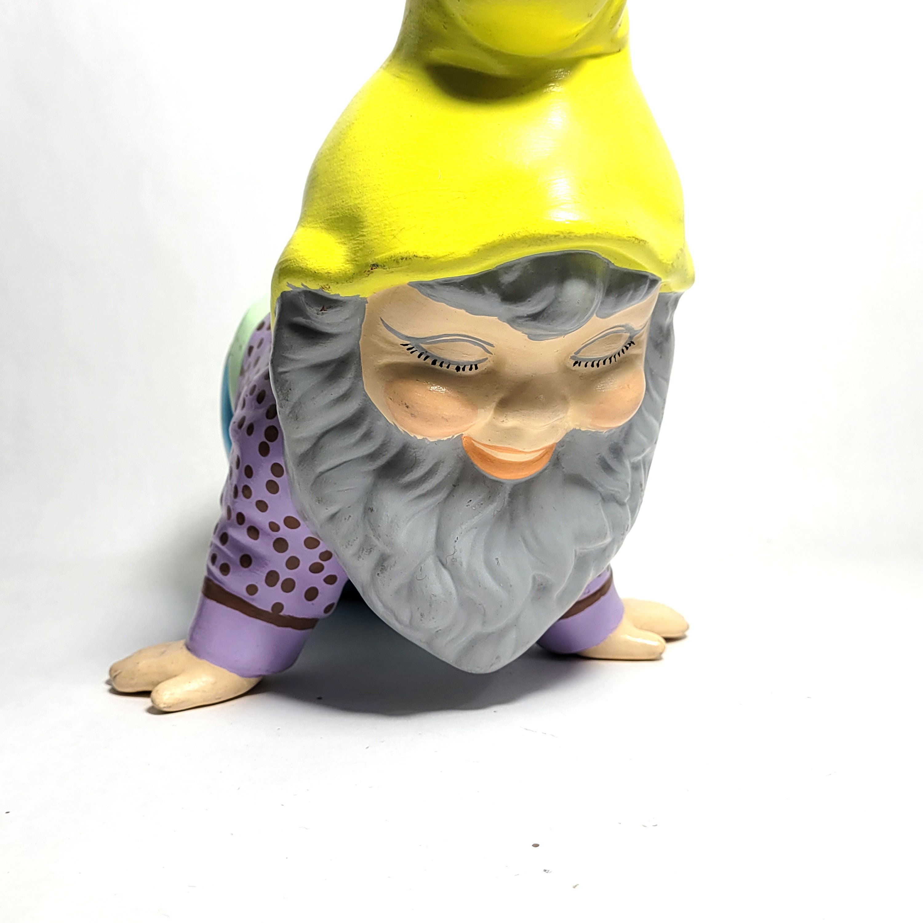 Garden Gnome Hand Painted Ceramic Crawling on the Ground - Etsy