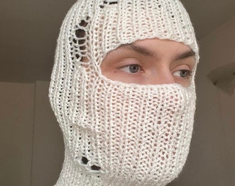 Handmade Distressed Knitted Balaclava Face Mask Knit - Etsy