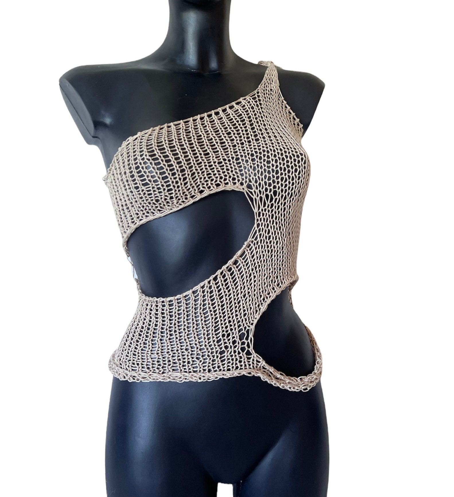Y2K Knitted Crop Top Asymmetrical Subversive Halter Top - Etsy