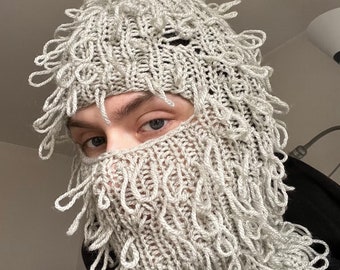 Handmade Distressed Knitted Balaclava Face Mask Knit - Etsy