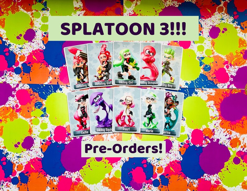 SPLATOON 3 PREORDER Set of 3 Amiibo Custom Made Cards - Etsy