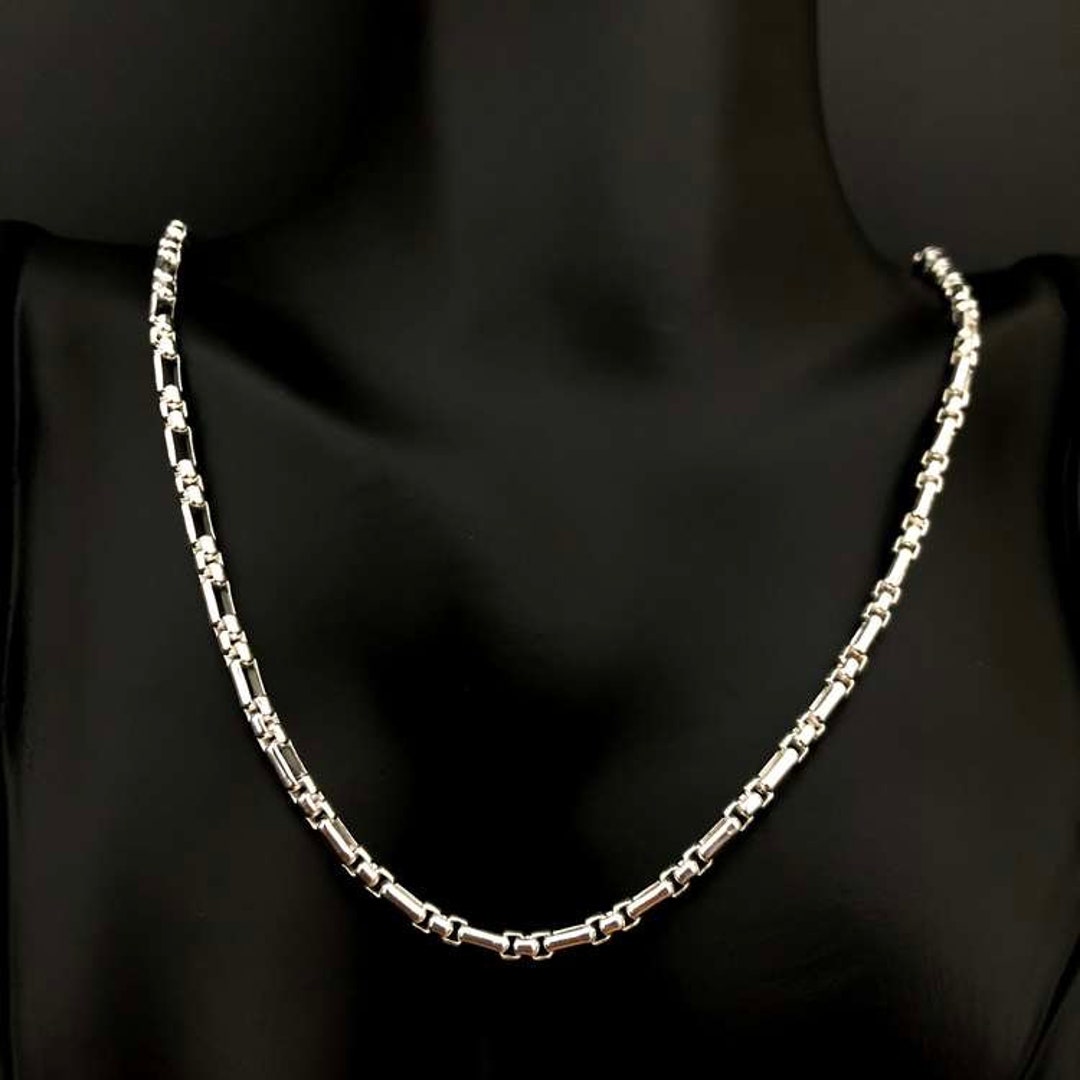 S999 Strip Chain A Completely Pure Silver 2.5mm Necklace 55cm and 61cm ...