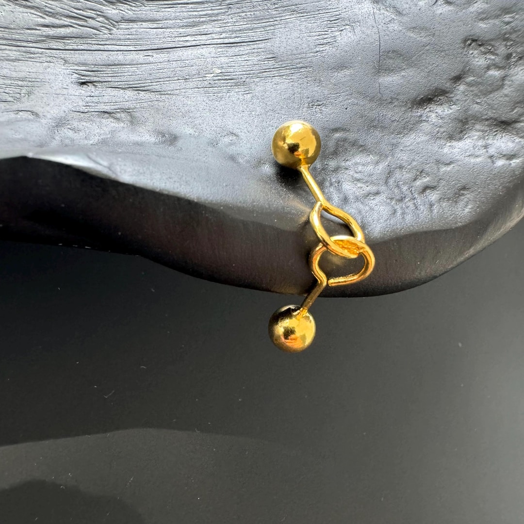 24k Solid Gold Ball Stud Earrings: 999 Gold Minimalist Design - Etsy