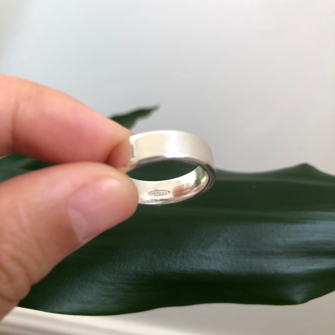 Handmade S999 Pure Silver Flat Band Ring, 5mm Wide - Etsy