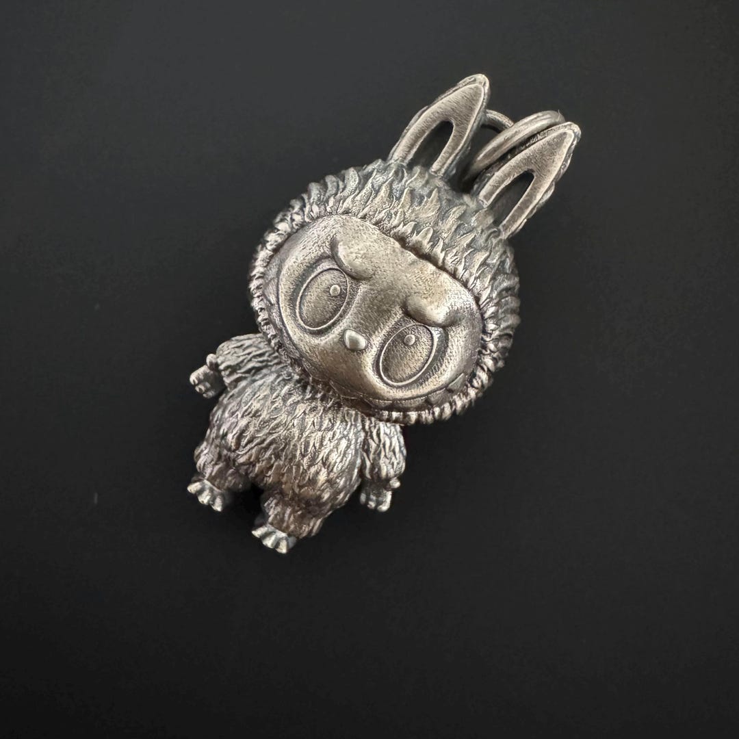 Sterling Silver Labubu Pendant: Cartoon Doll Charm - Etsy