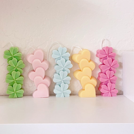 Large Stacked Heart Candle Stacked Daisy Candle Flower Candle - Etsy
