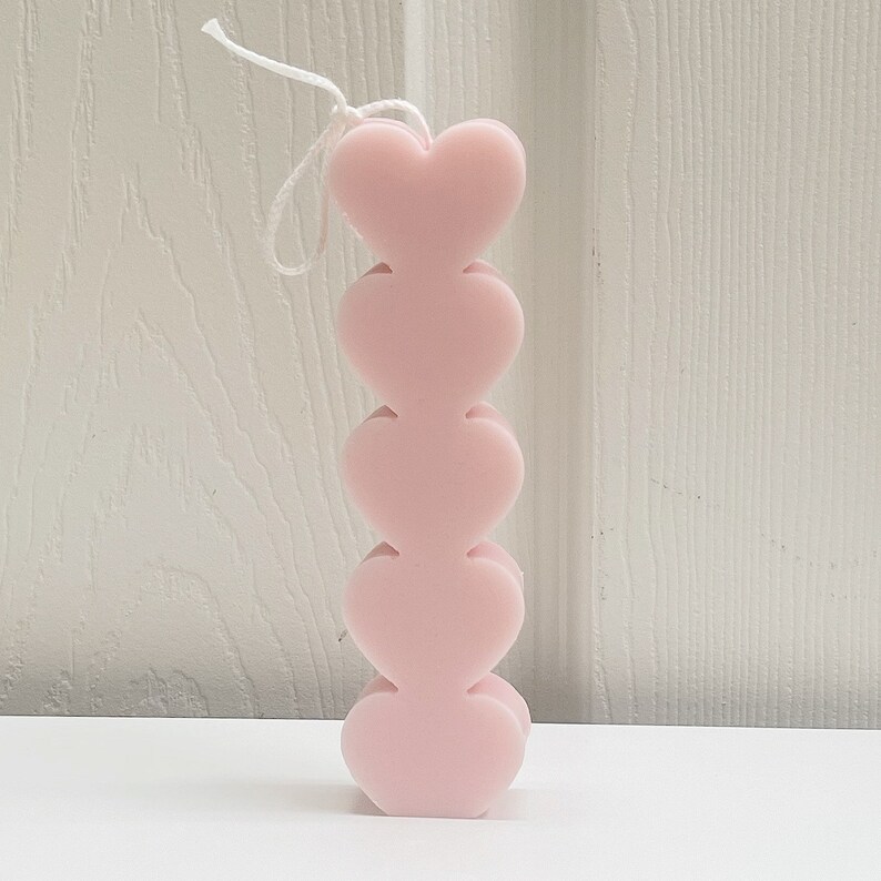 Large Stacked Heart Pillar Scented Candles Natural Soy Wax Beeswax 2 ...