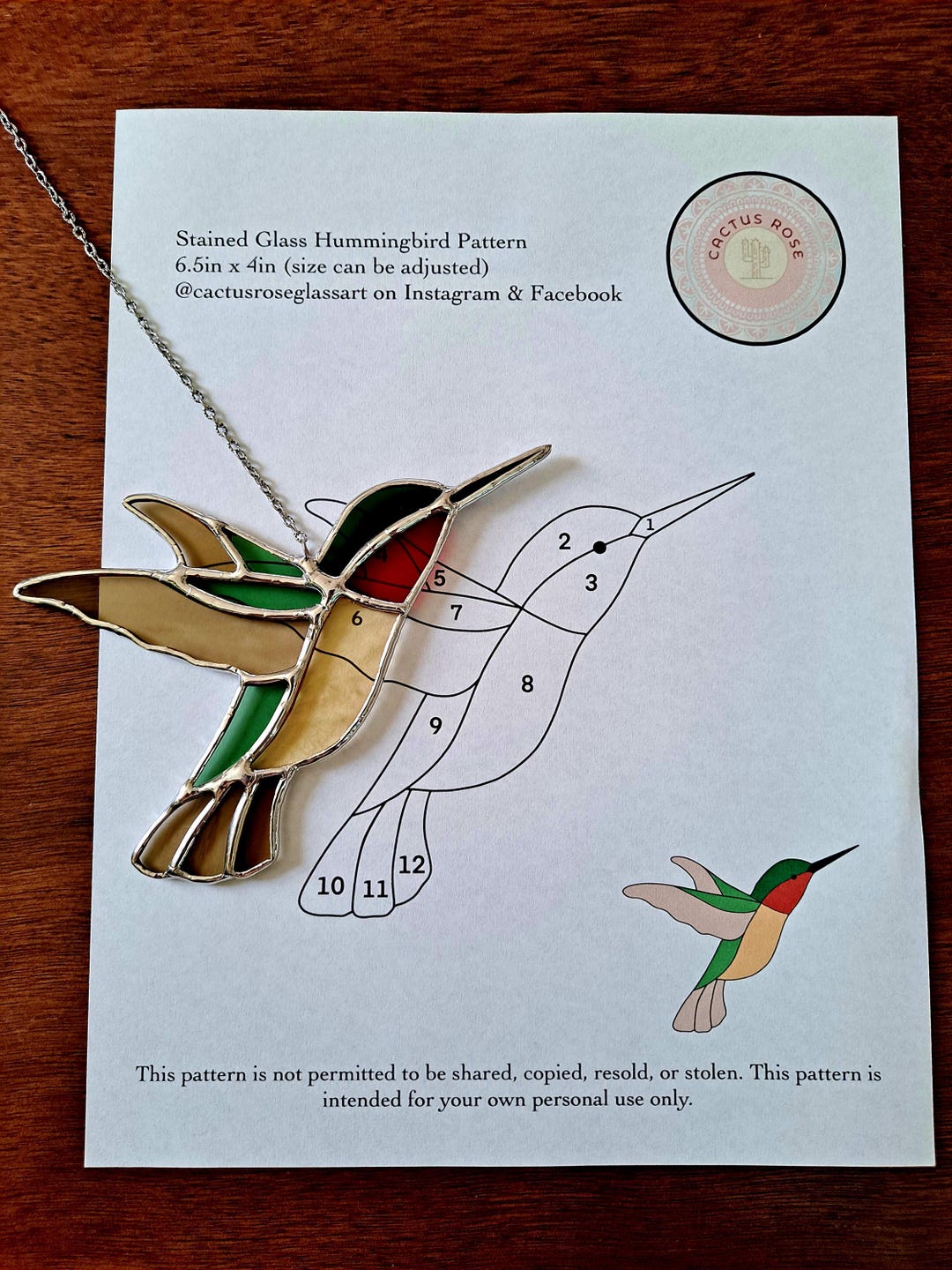Beginner Friendly Stained Glass Hummingbird Pattern (hobby) - Etsy