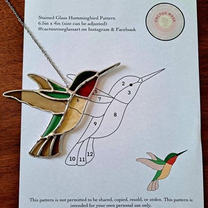 Beginner Friendly Stained Glass Hummingbird Pattern (hobby) - Etsy