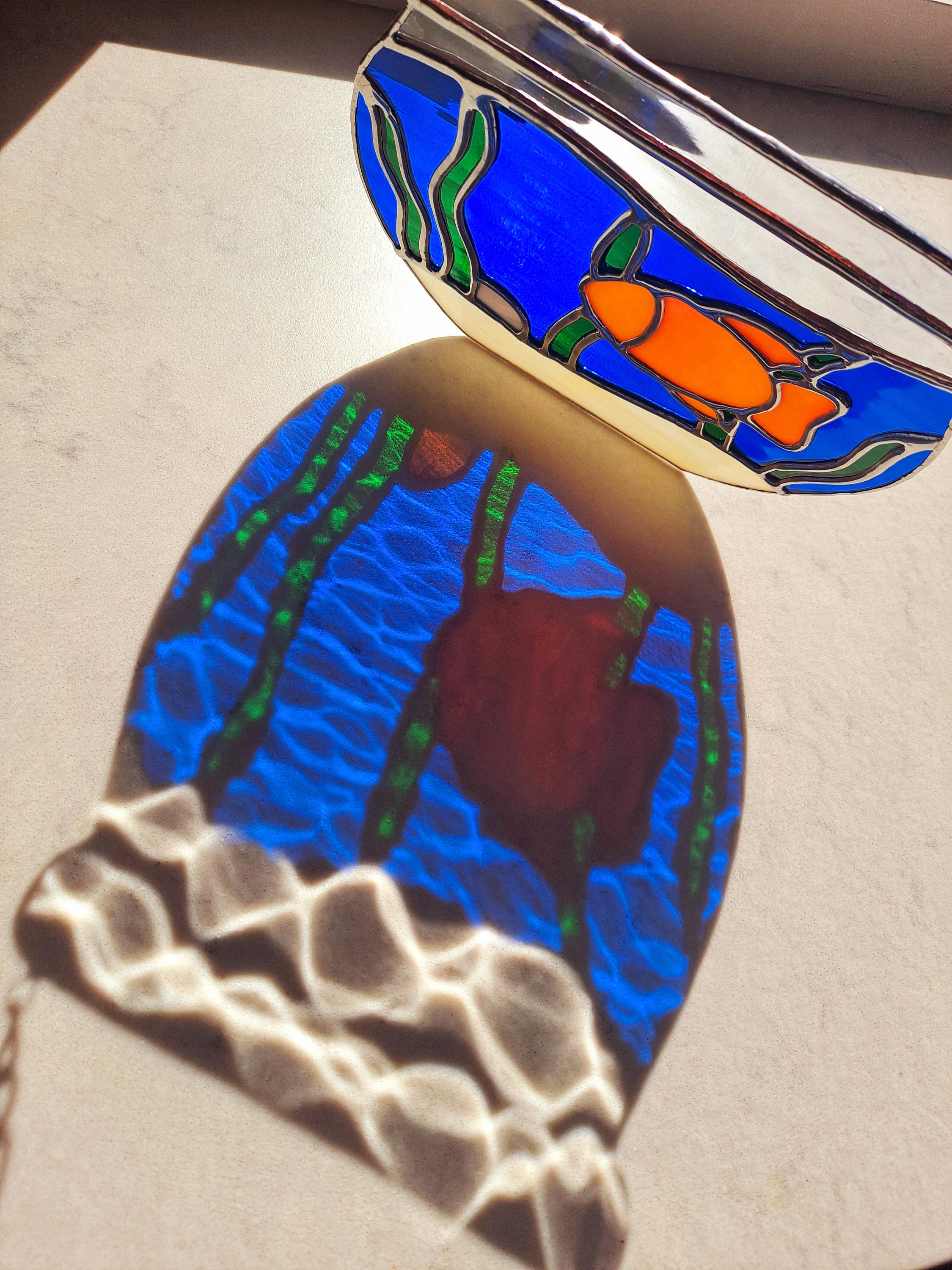 Handmade Stained Glass Gold Fish in Bowl - Etsy