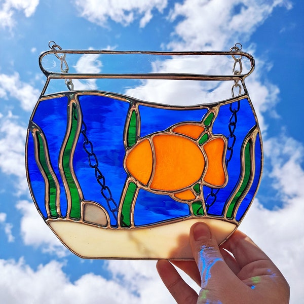 Blue Glass Fish Bowl - Etsy