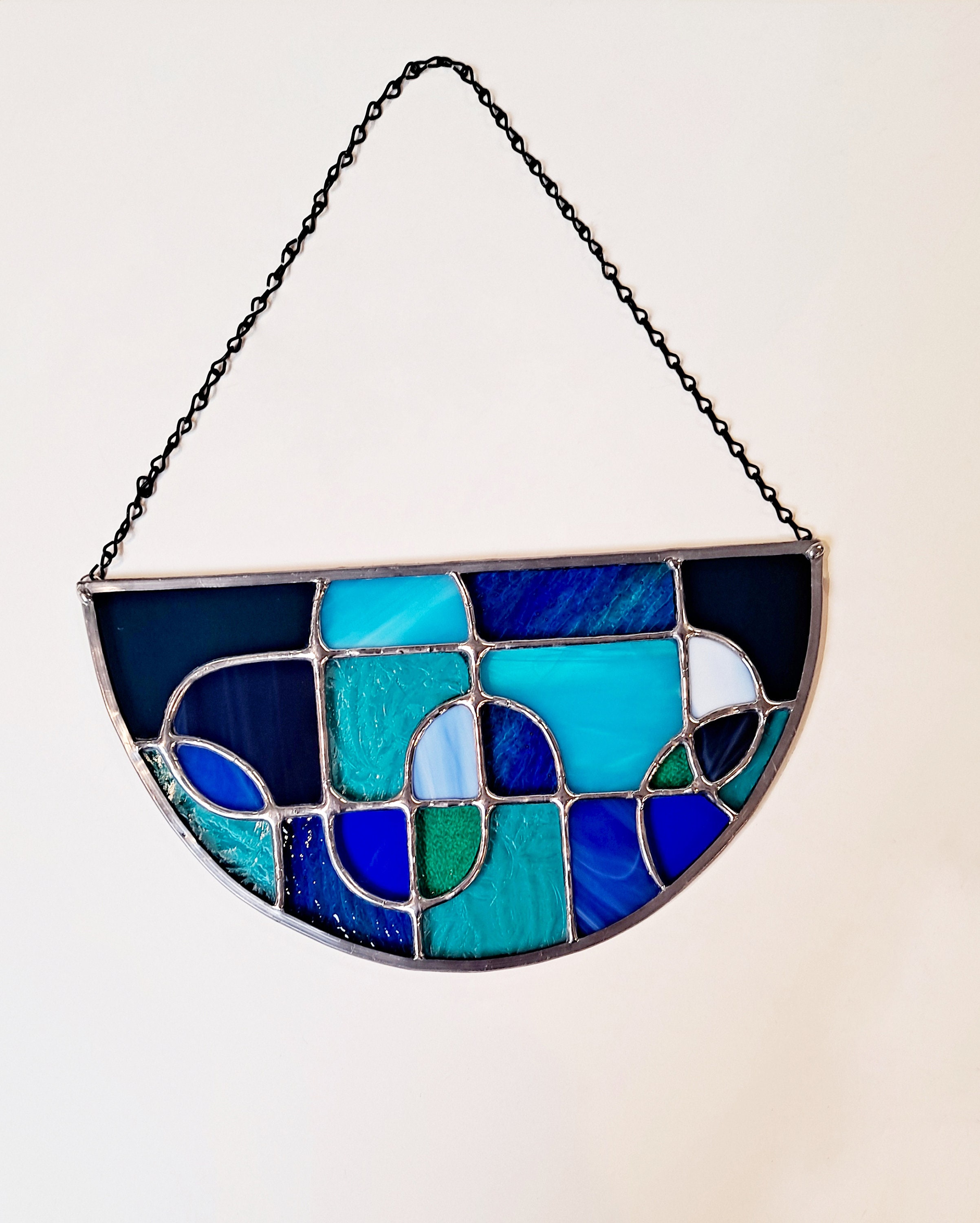 Stained Glass Abstract Half Circle Panel - Etsy