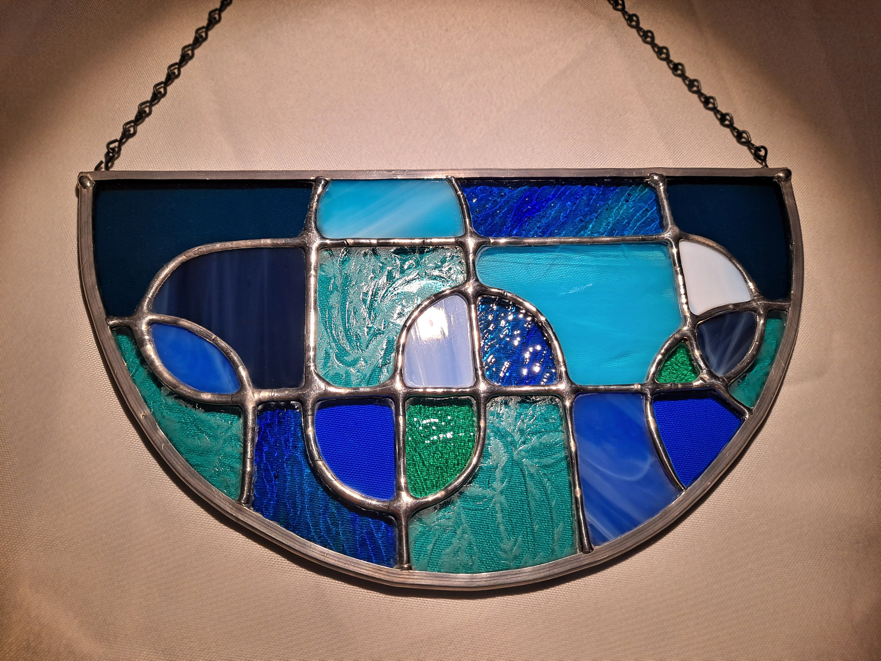 Stained Glass Abstract Half Circle Panel - Etsy