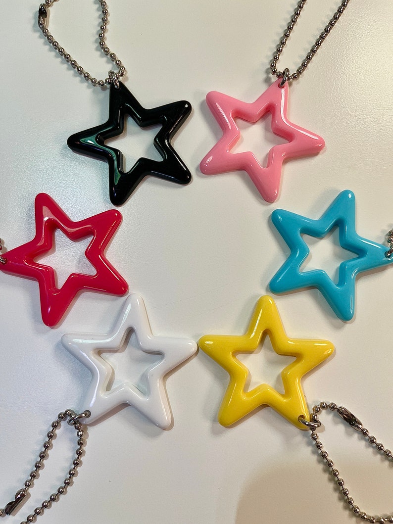 Y2K Aesthetic Glossy Chunky Star Keychain Hollow Resin Star Pendant ...
