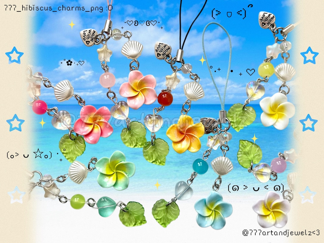 Tropical 2000s Summer Hibiscus Phone Charms, Cute Beach Themed Unique ...