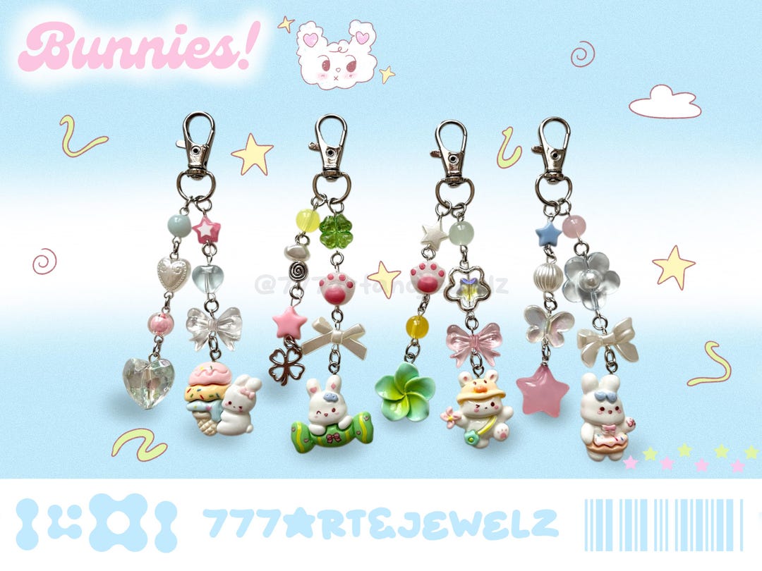Cute Pastel Dessert Bunny Keychains| Pinterest Bag Charm, Handmade ...