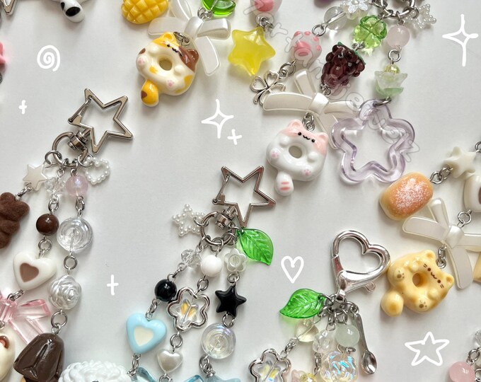 Cute Donut Cat Dessert Food Themed Beaded Keychains, Kawaii Kitty Bag ...