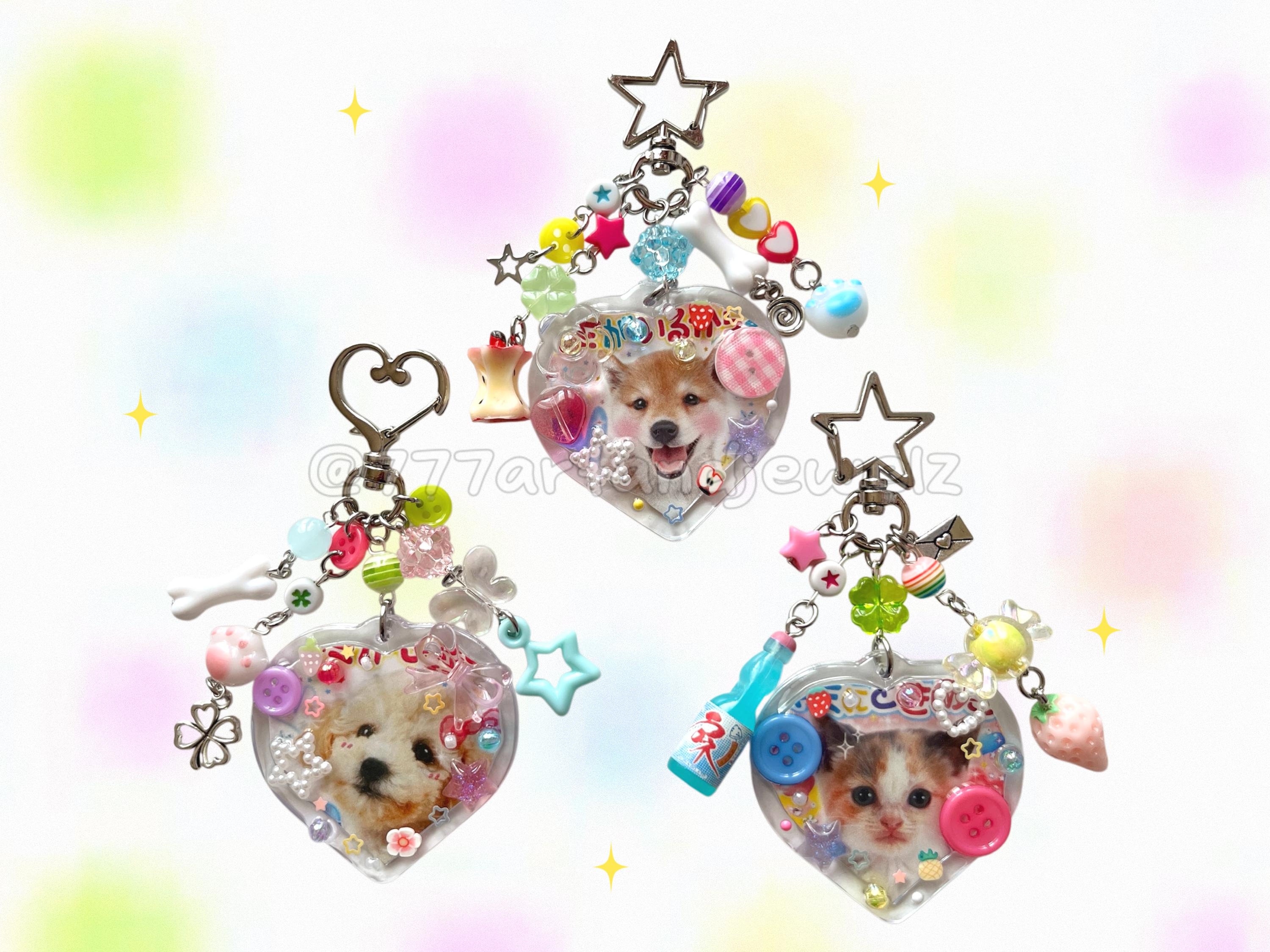 Colorful Heisei Retro Themed Dog and Cat Handmade Resin Deco Photo ...