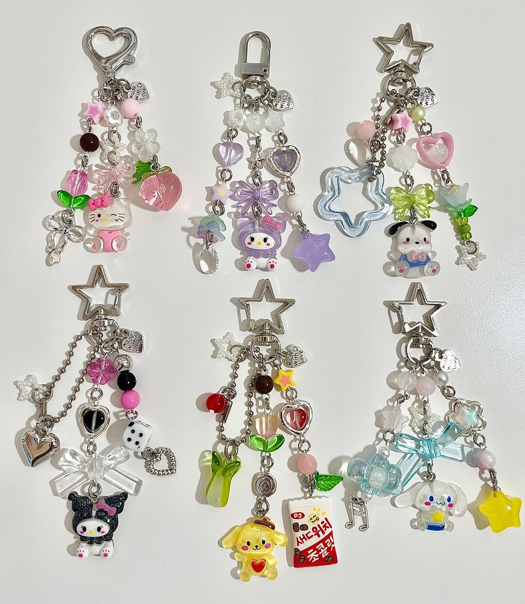 Sanrio Beaded Keychains Hello Kitty, Pompompurin, Pochacco, Cinnamoroll ...