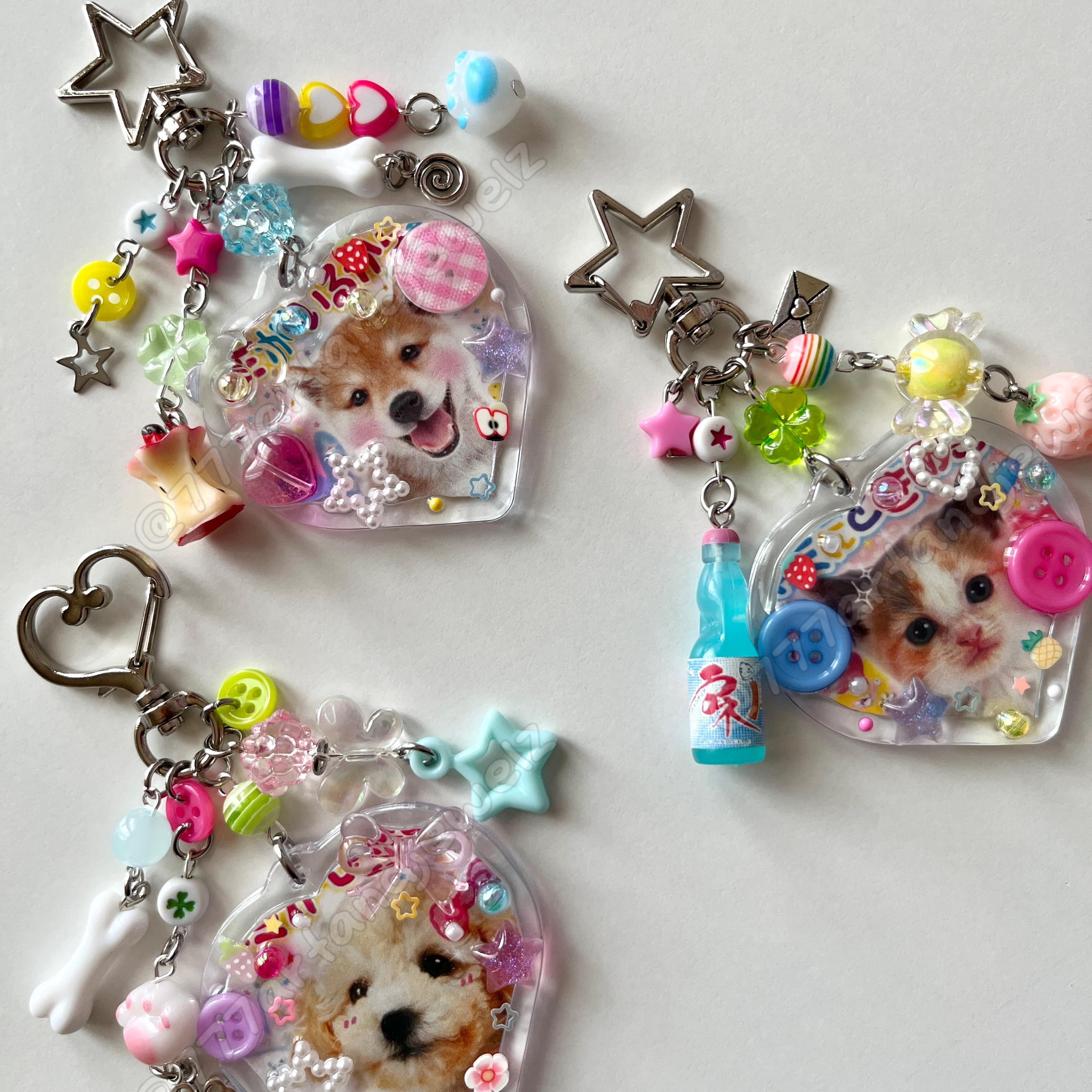 Colorful Heisei Retro Themed Dog and Cat Handmade Resin Deco Photo ...