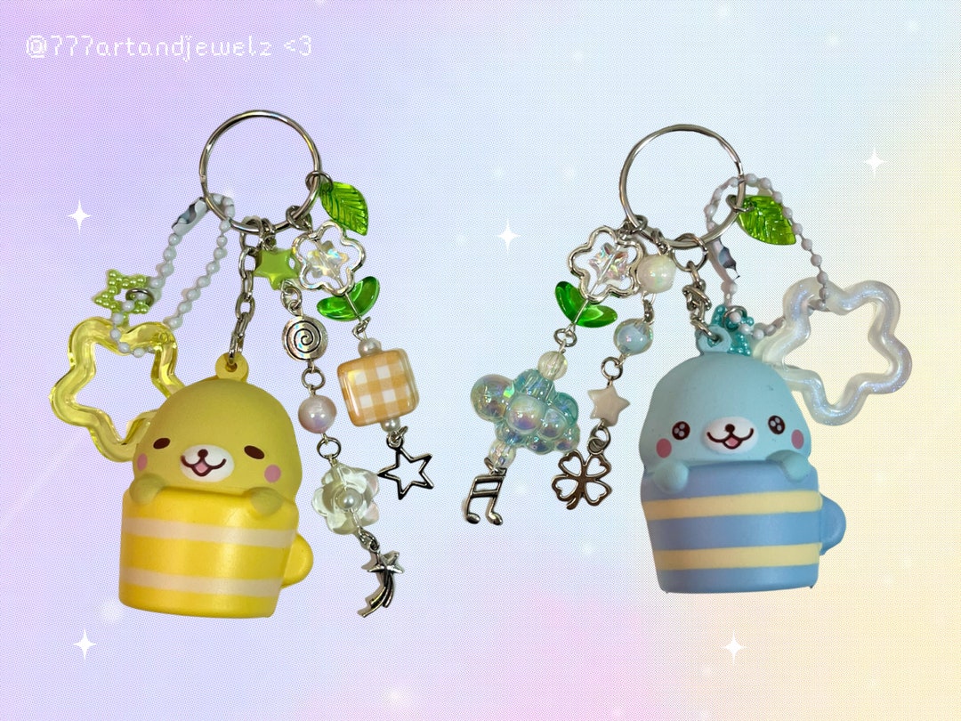 Mamegoma Scented Squishy Beaded Clutter Keychain, Kawaii Charms, Sanrio ...