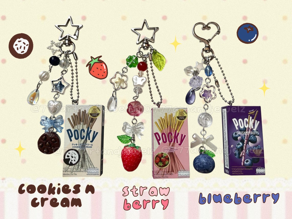 Pocky Gashapon Beaded Keychains, Japanese Food Keyring - Etsy