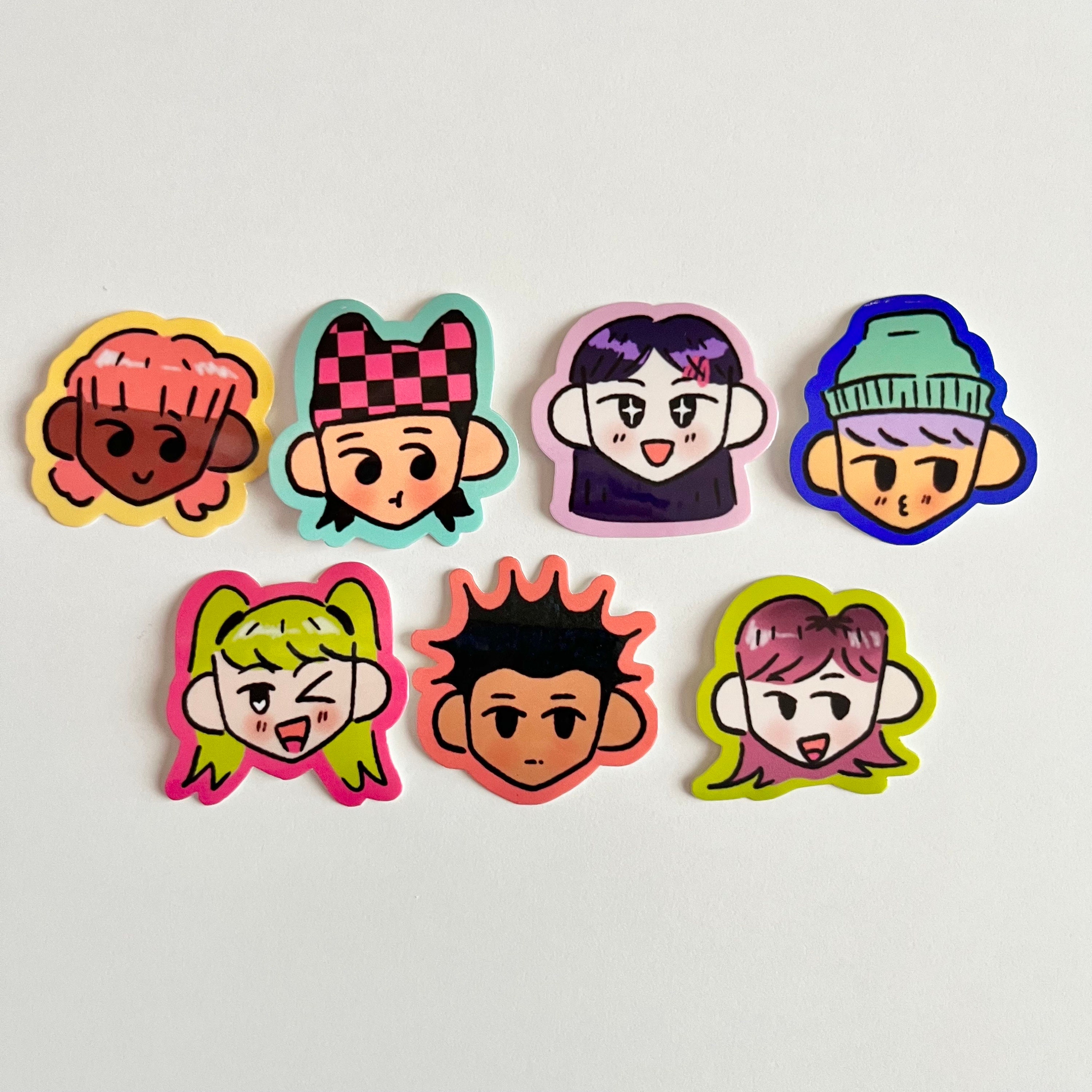 Cool Characters Sticker Pack 15pcs Smiley Face Sticker Colorful ...