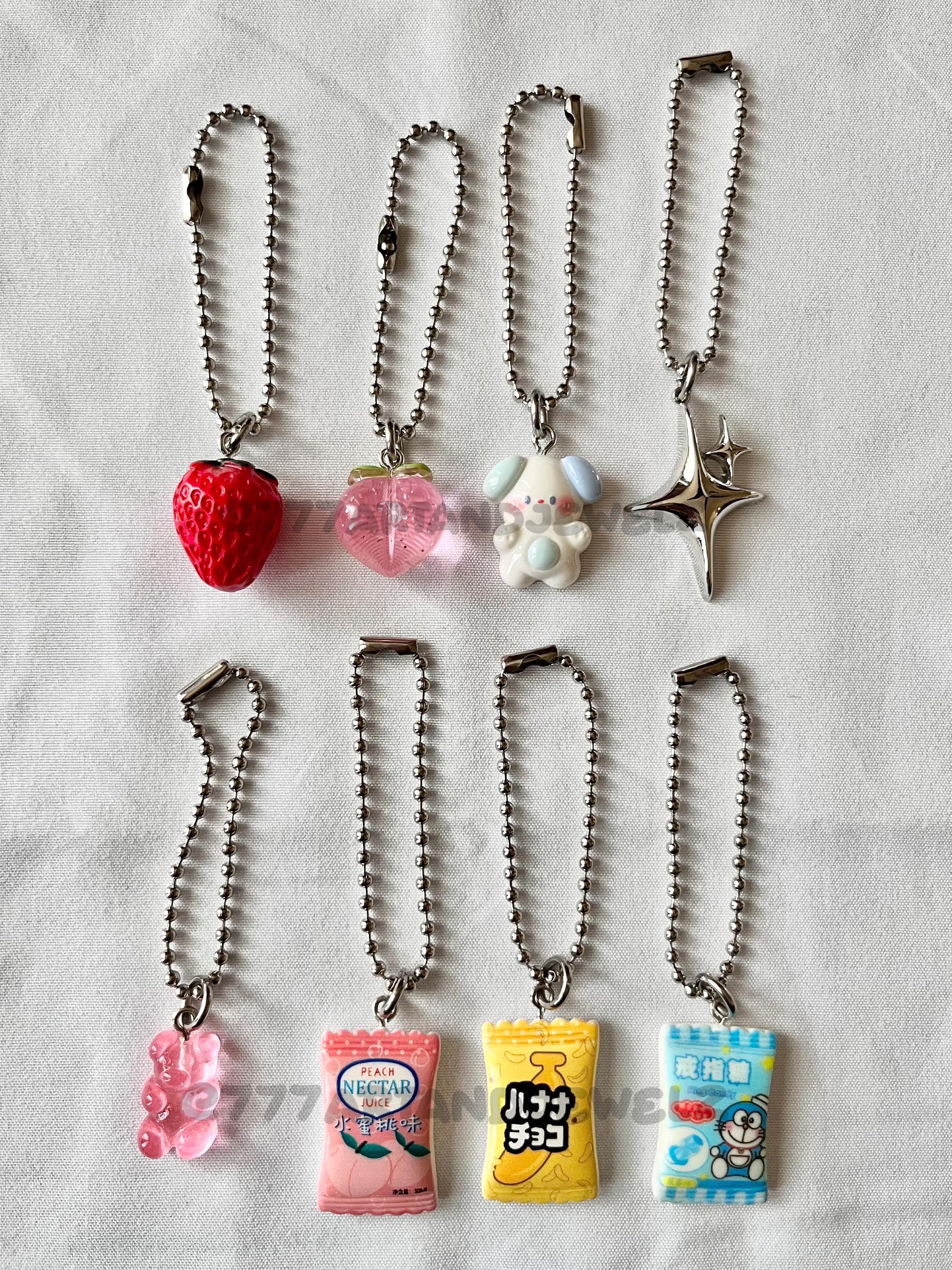 Mini Snack Keychains, Strawberry Peach, Puppy Pastel Charm, Japanese ...