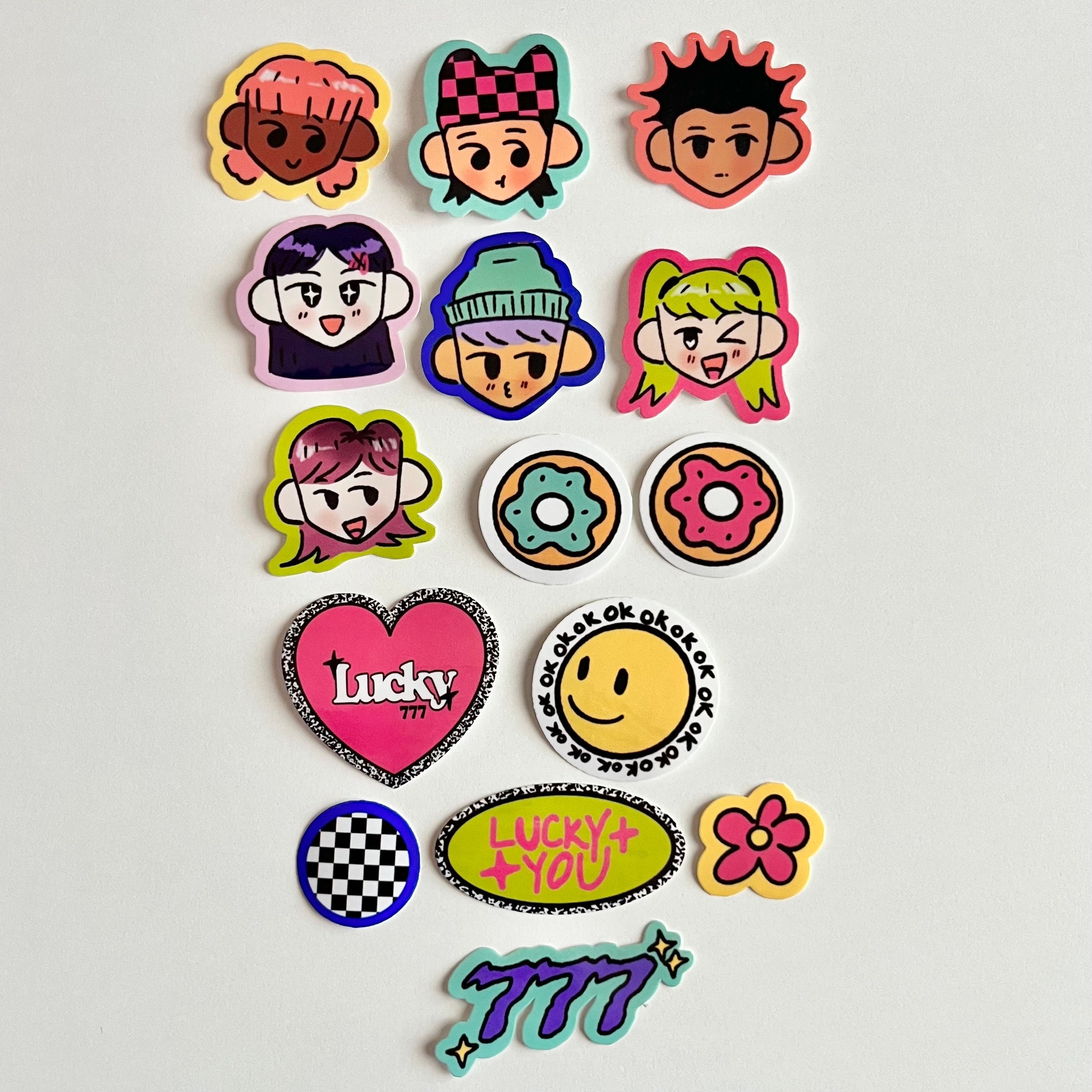 Cool Characters Sticker Pack 15pcs Smiley Face Sticker Colorful ...
