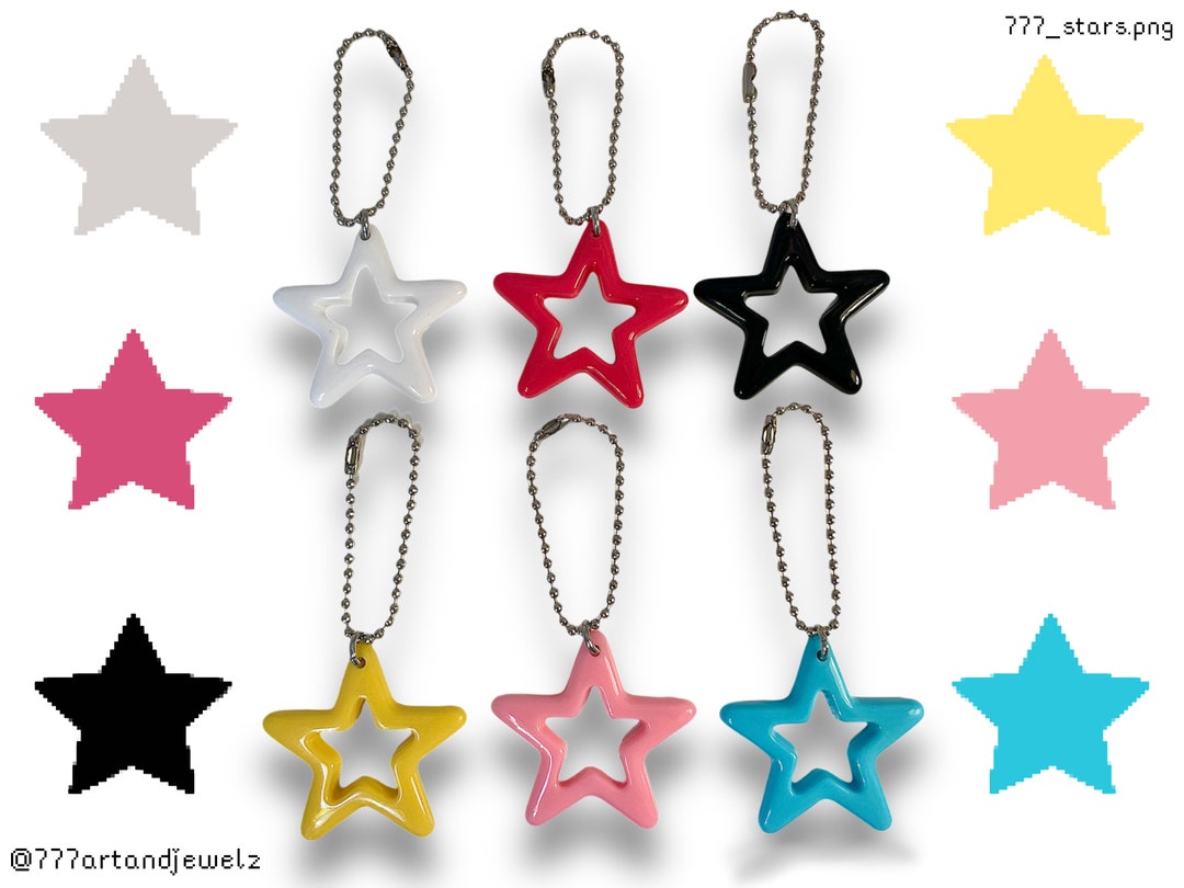 Y2K Aesthetic Glossy Chunky Star Keychain Hollow Resin Star Pendant ...