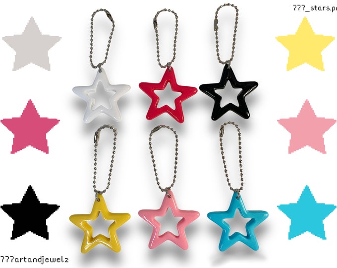 Y2K Aesthetic Glossy Chunky Star Keychain| Hollow Resin Star Pendant ...