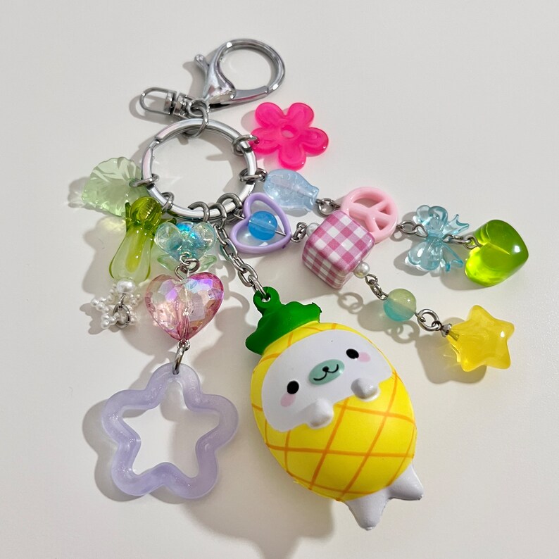 Mamegoma Scented Squishy Tropical Beaded Keychain, Summer Kawaii Charms ...