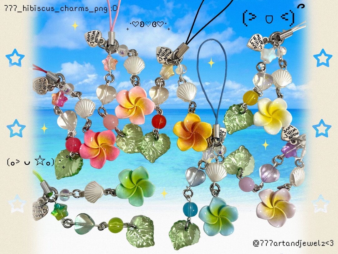 Tropical 2000s Summer Hibiscus Phone Charms, Cute Beach Themed Unique ...