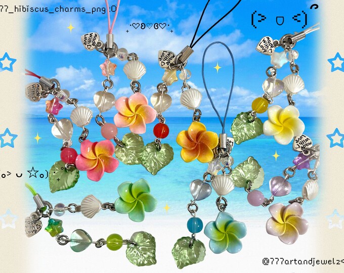 Tropical 2000s Summer Hibiscus Phone Charms, Cute Beach Themed Unique ...