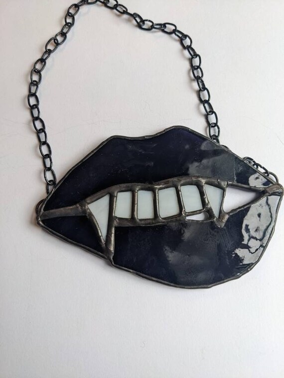 Purple / Black Stained Glass Vampire Fangs - Etsy