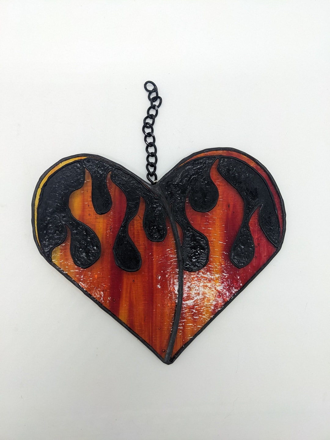 Stained Glass Flame Heart - Etsy
