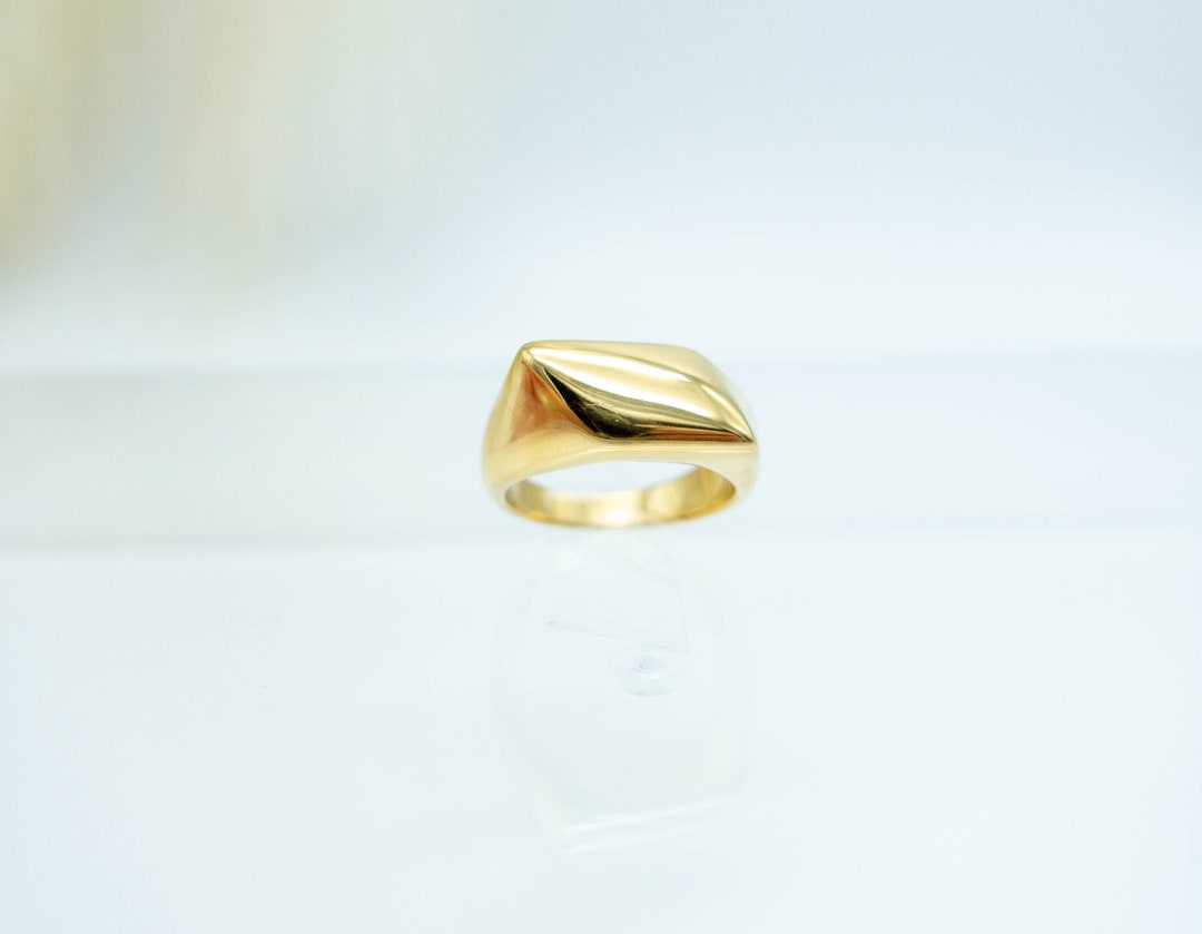 Geometric Shape Ring, 18k Gold, Stackable Ring, Bold Ring, Thick Ring, Minimalist Ring, Non ...