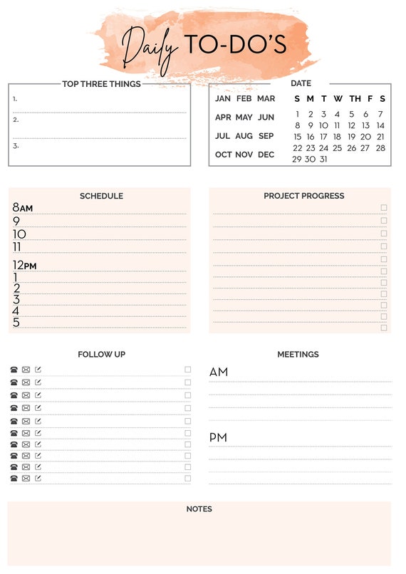 Daily to Do List Printable to Do List Office Organizer - Etsy