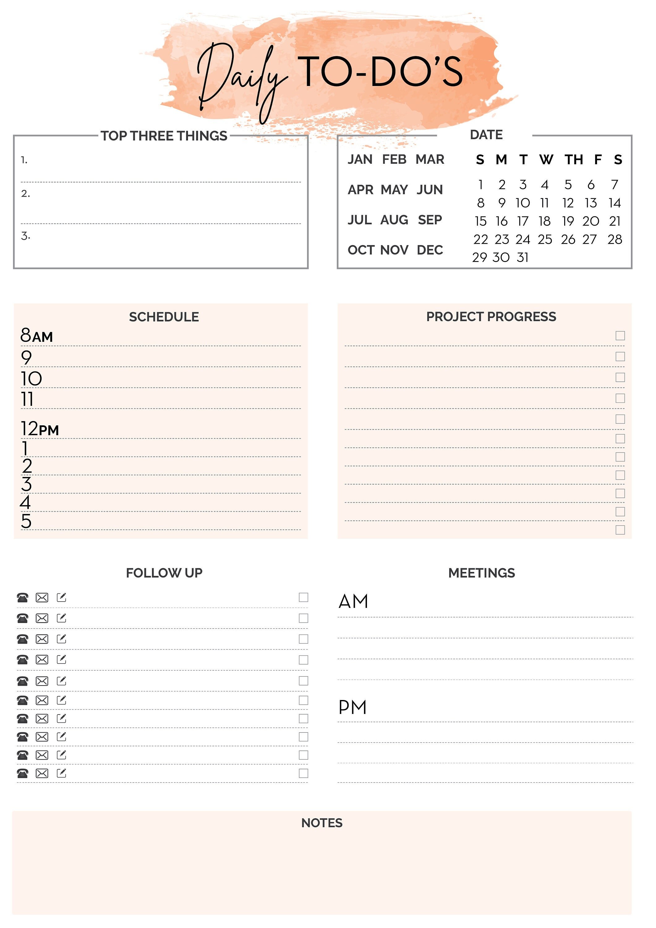 Daily to Do List | Printable to Do List | Office Organizer Template ...
