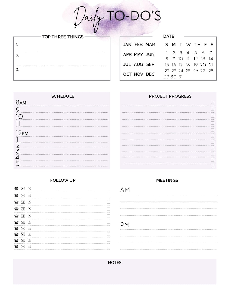 Daily to Do List | Printable to Do List | Office Organizer Template ...
