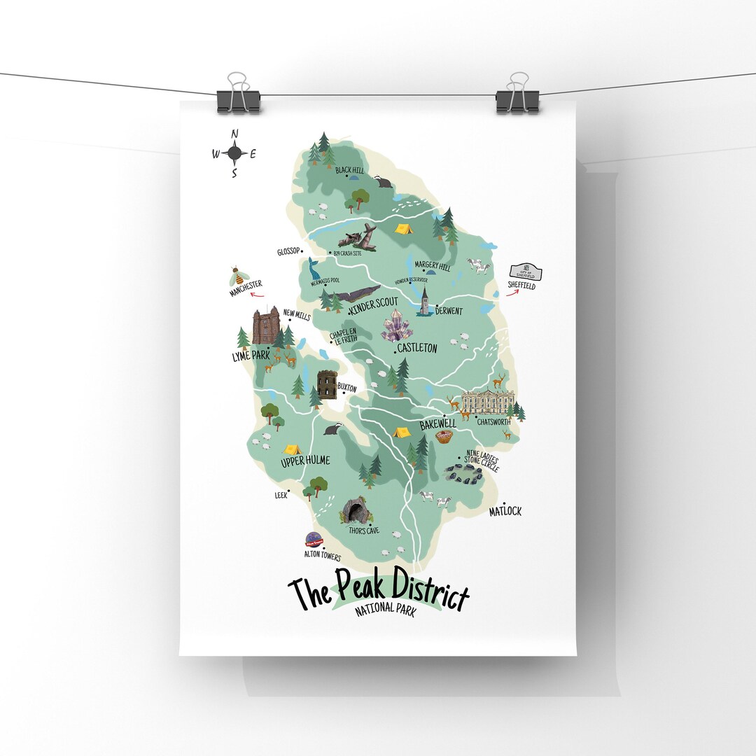 Illustrated Map of the Peak District Prints - Etsy Canada
