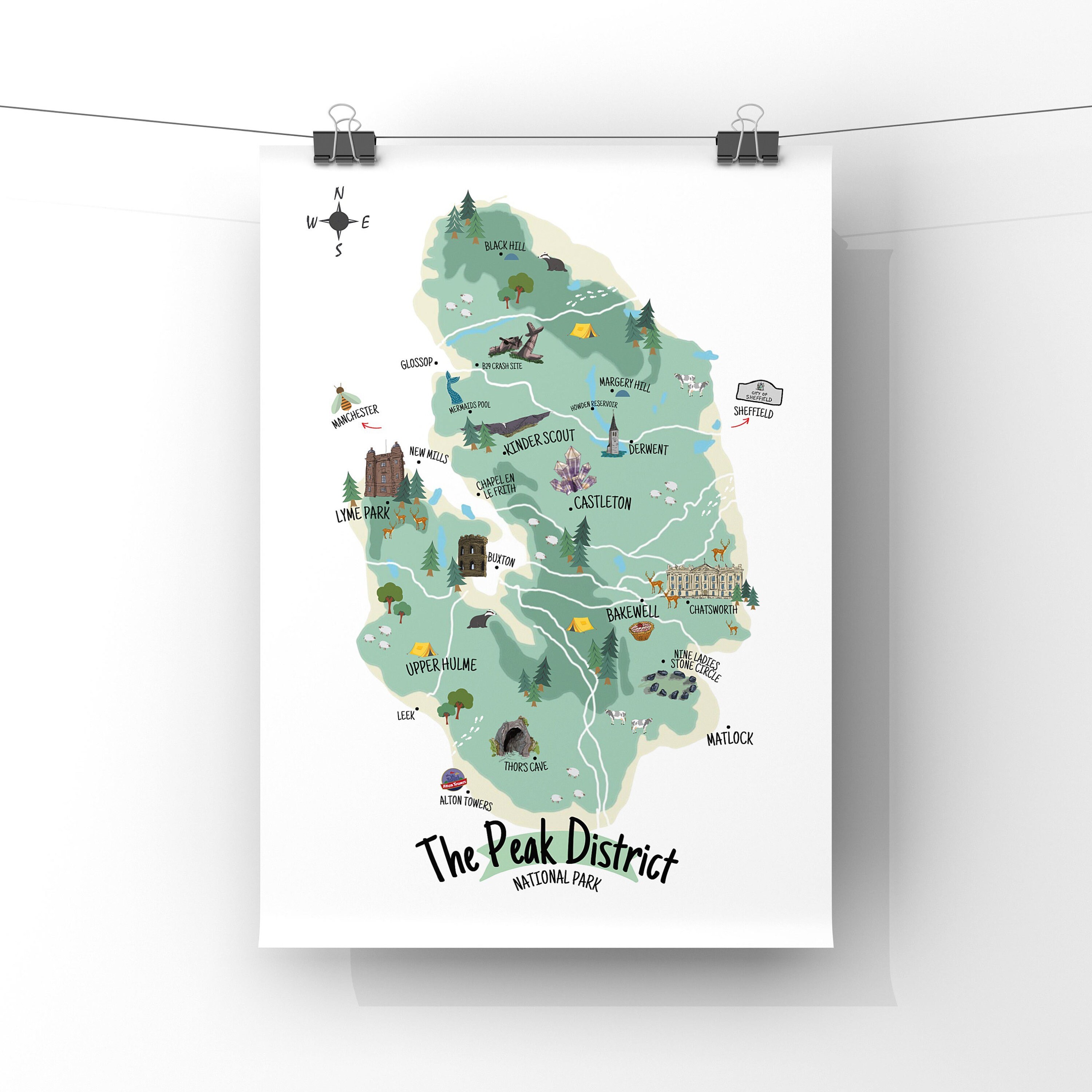 Illustrated Map of the Peak District Prints - Etsy UK