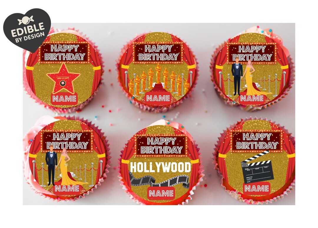 Personalised Hollywood Theme Cake Toppers: Red Carpet Oscar Theme Icing ...