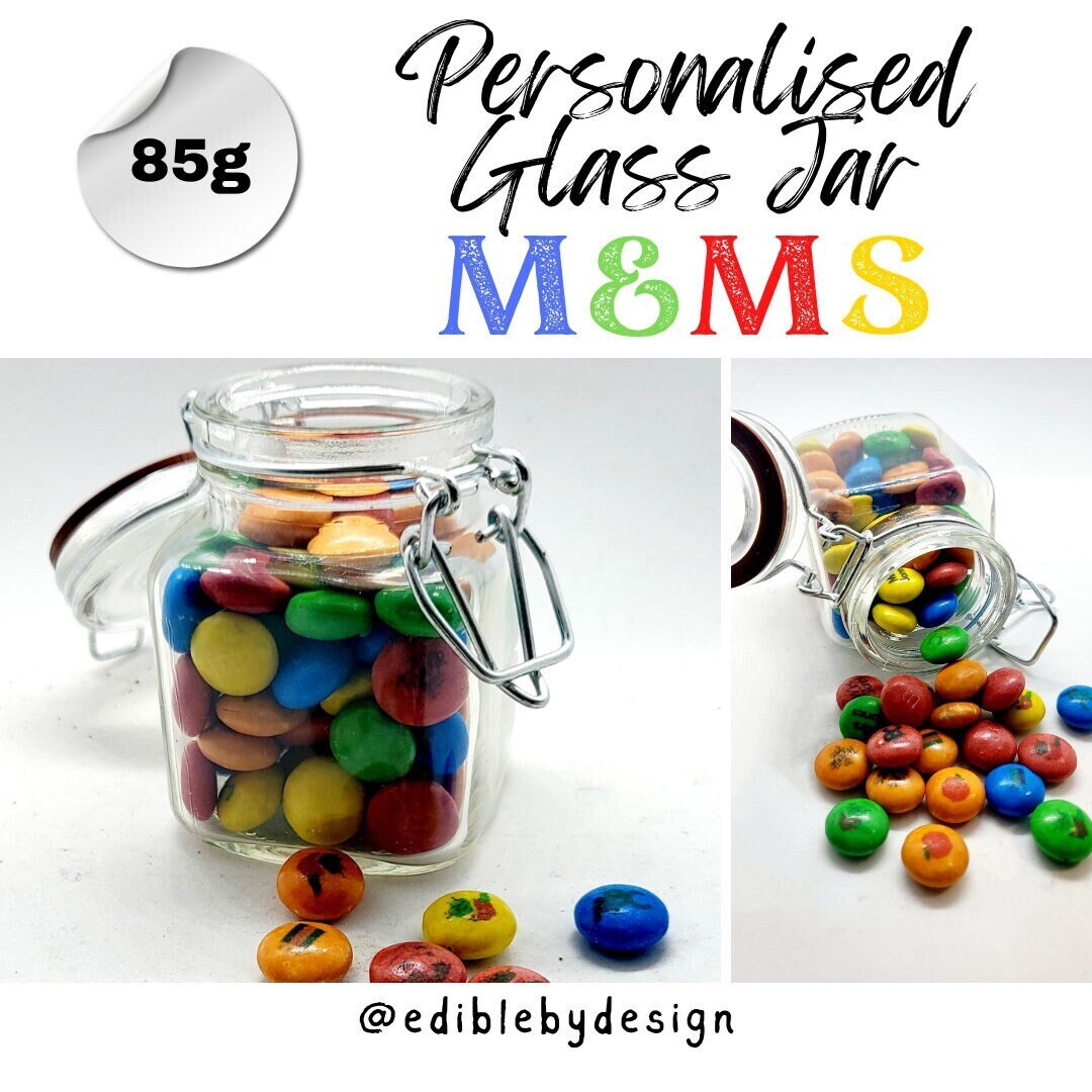 Chocolate M&ms in Cute Glass Jar Personalised With Your Choice of Image ...