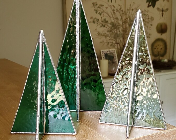 Stained Glass Christmas Trees Set Of 3 Trees Christmas Decor Holiday