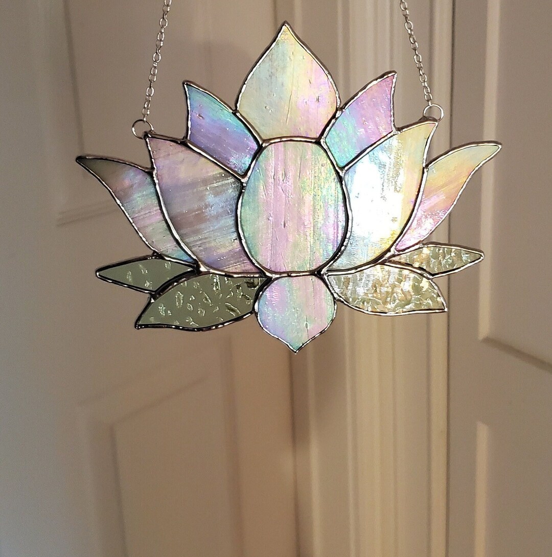 Lotus Flower Stained Glass Suncatcher, Window Hanging, Wall Hanging ...