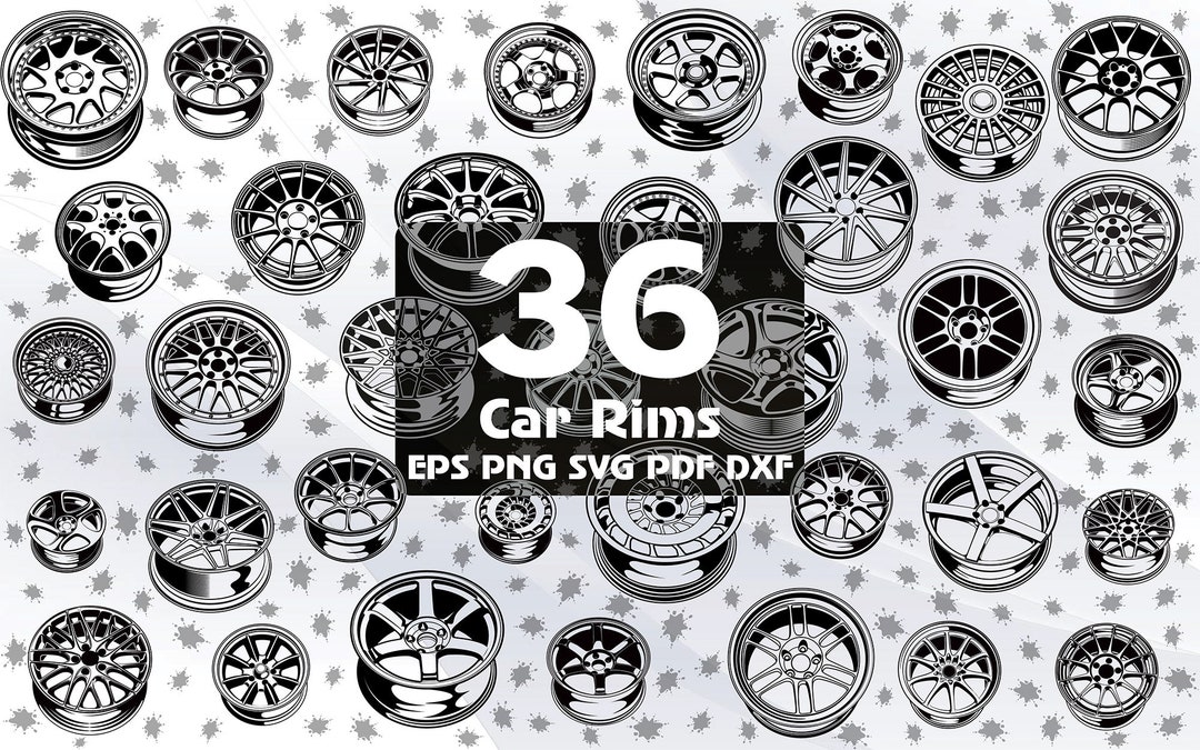 36 Rims SVG, Rims Clipart, Rims PNG, Rims Vector, Dxf, Eps, Png, Pdf ...