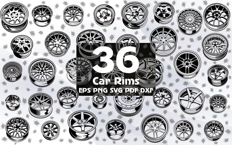 36 Rims SVG, Rims Clipart, Rims PNG, Rims Vector, Dxf, Eps, Png, Pdf ...